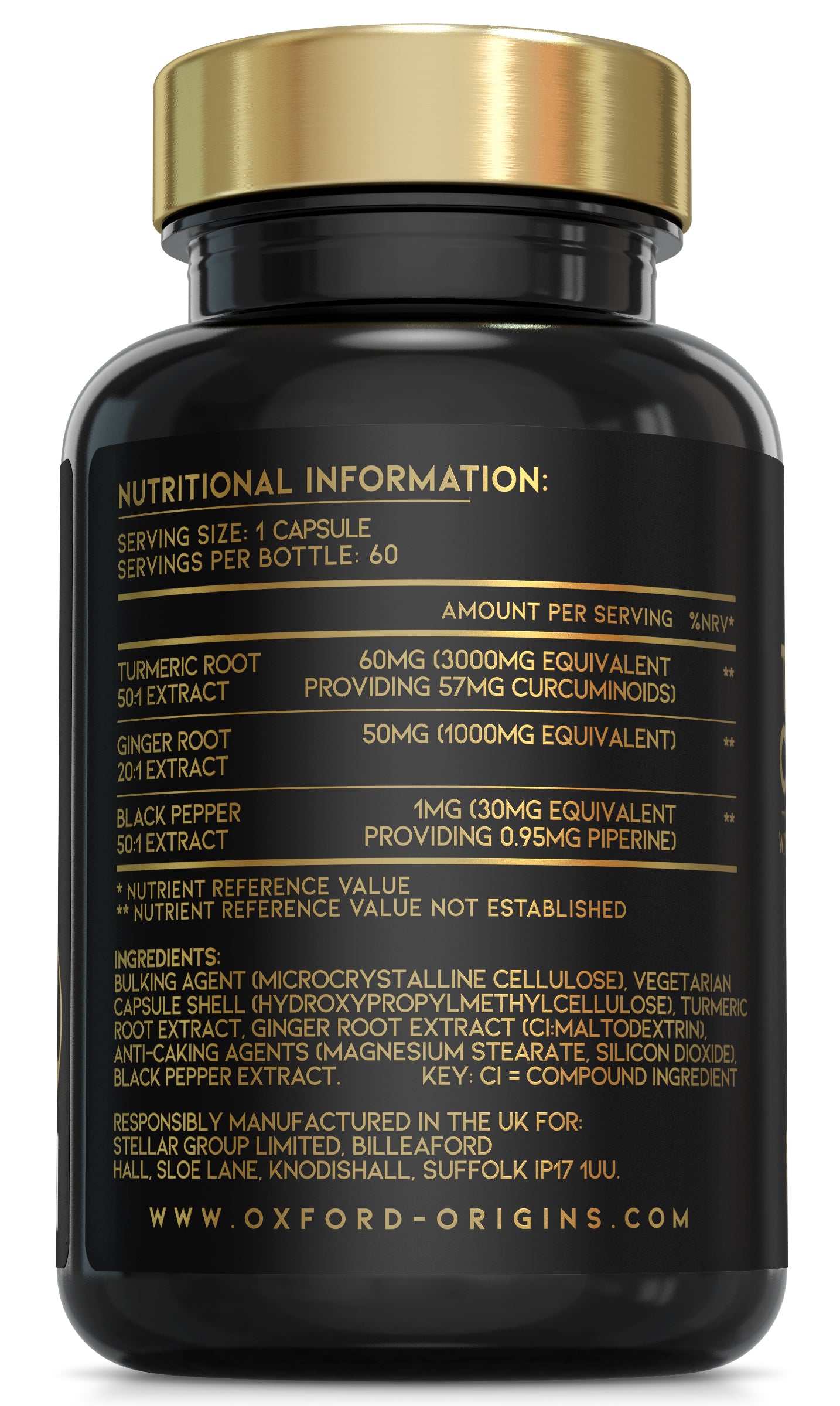Advanced Turmeric Capsules High Strength Ginger & Black Pepper | 60 ...