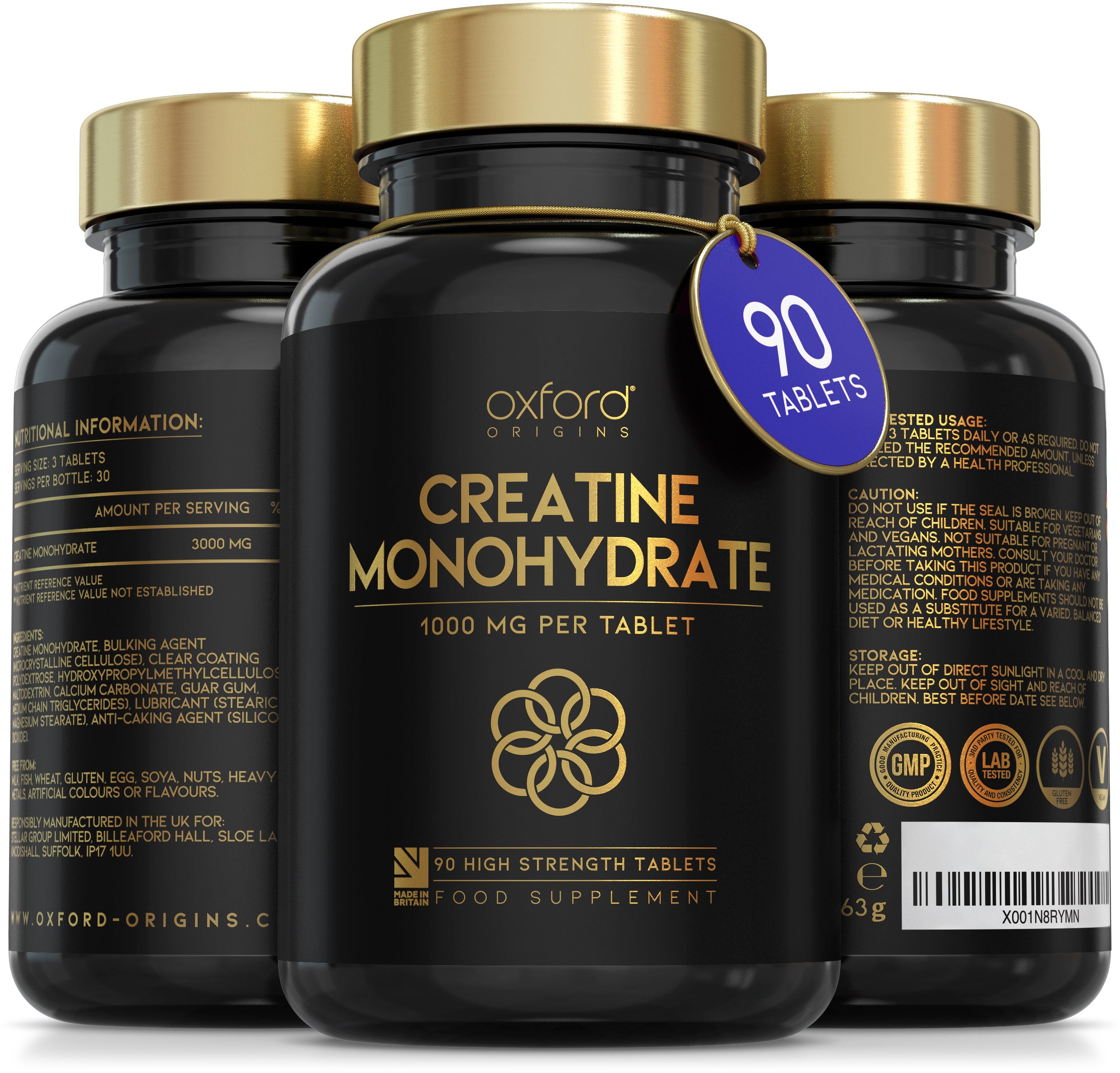Creatine Monohydrate Tablets | 3000mg per serving | 90 Tablets – Oxford ...